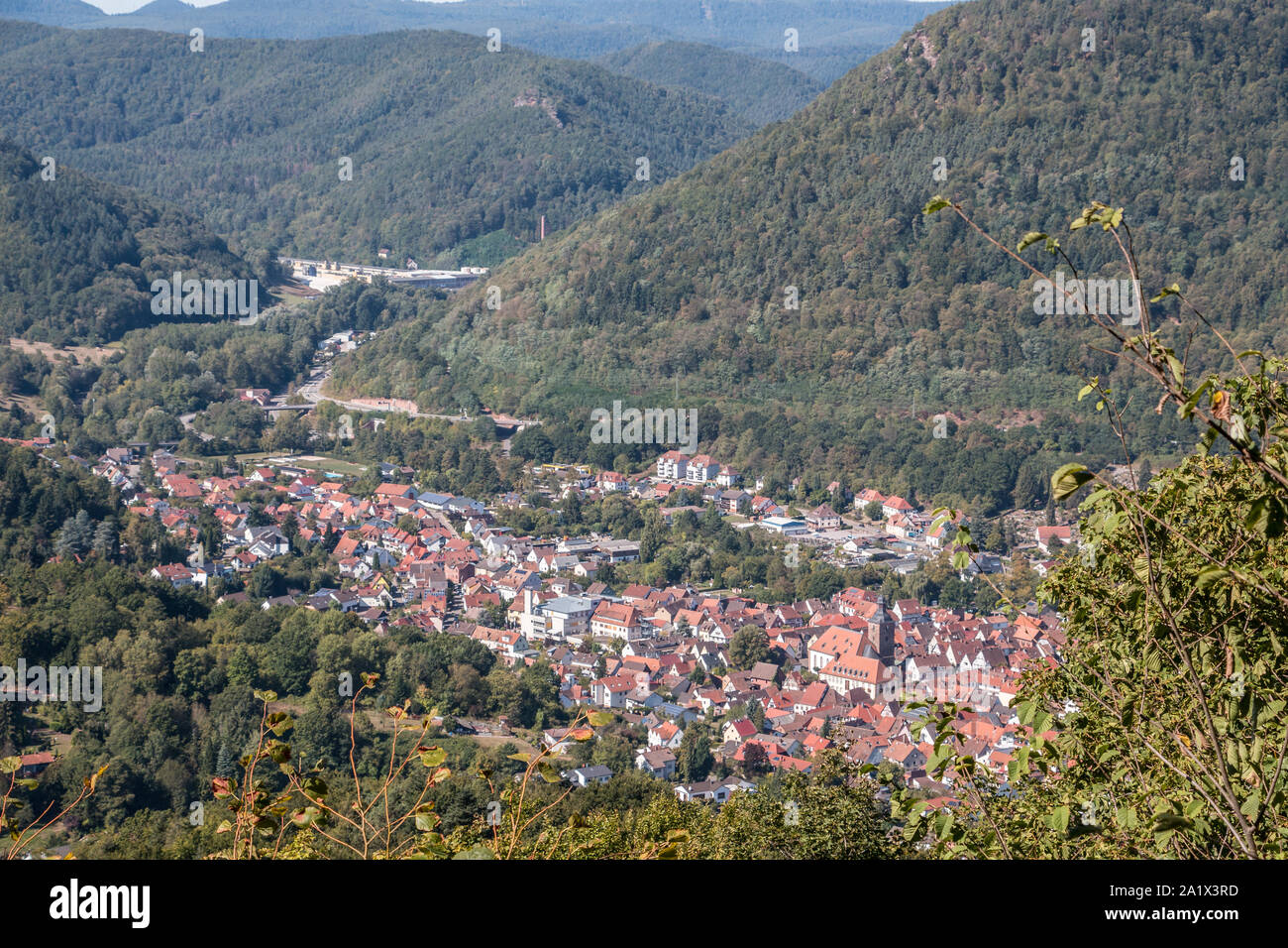 Little village in the middle of the german countryside with hills ...