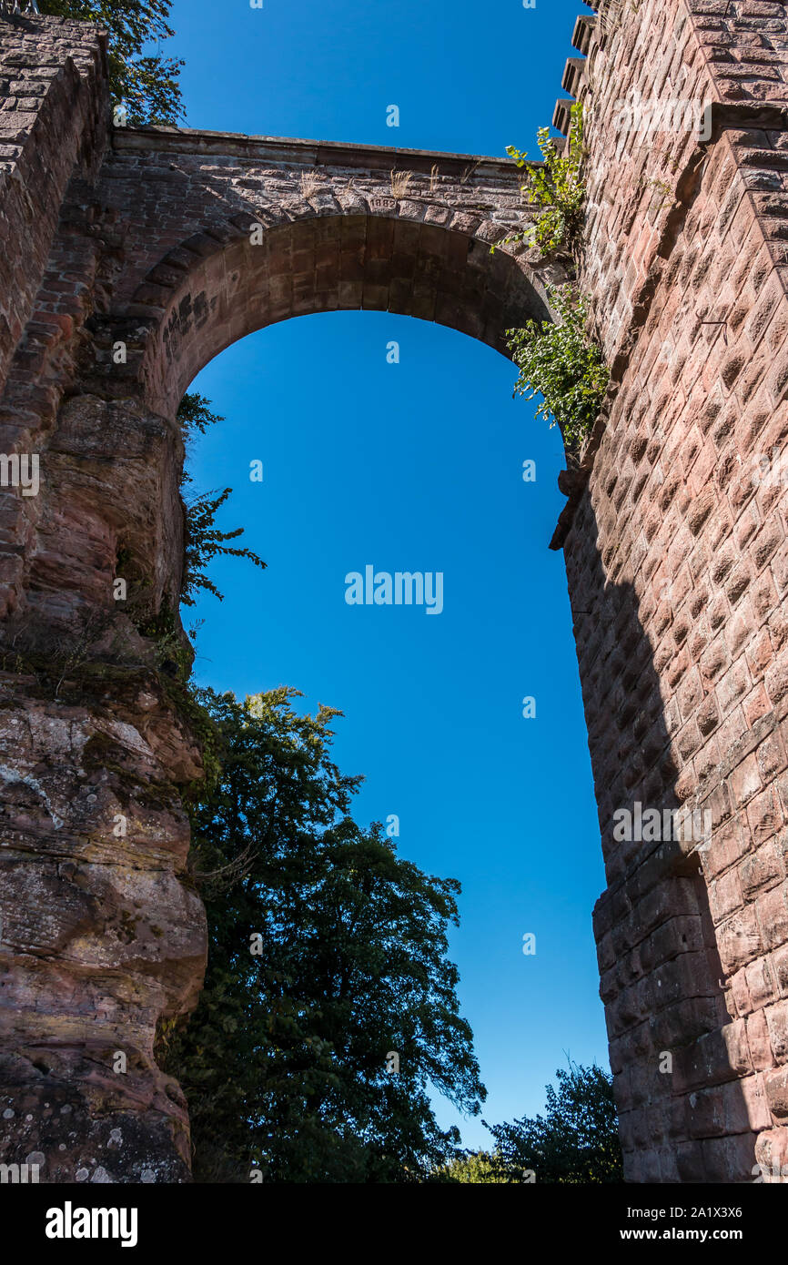 A bridge between castle and tower made of red sandstone Stock Photo - Alamy