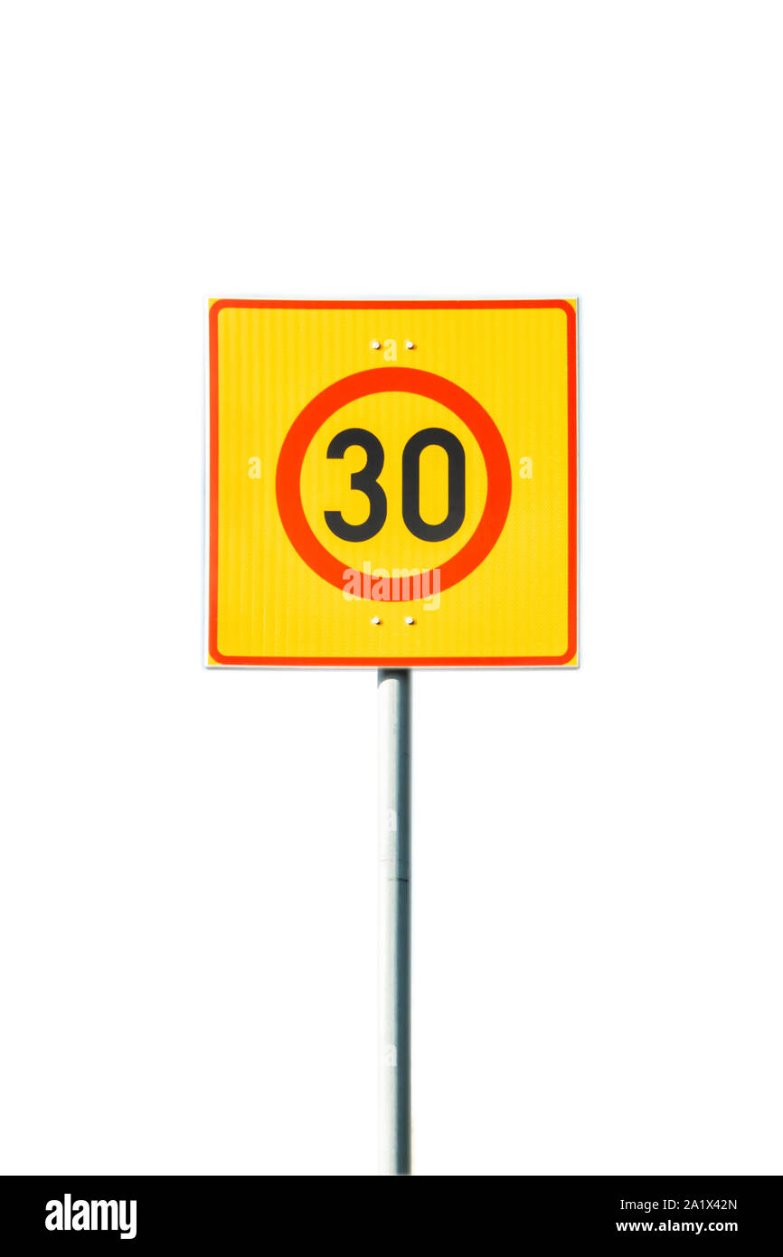 Finnish speed limit sign 30 km h isolated on white background Stock ...