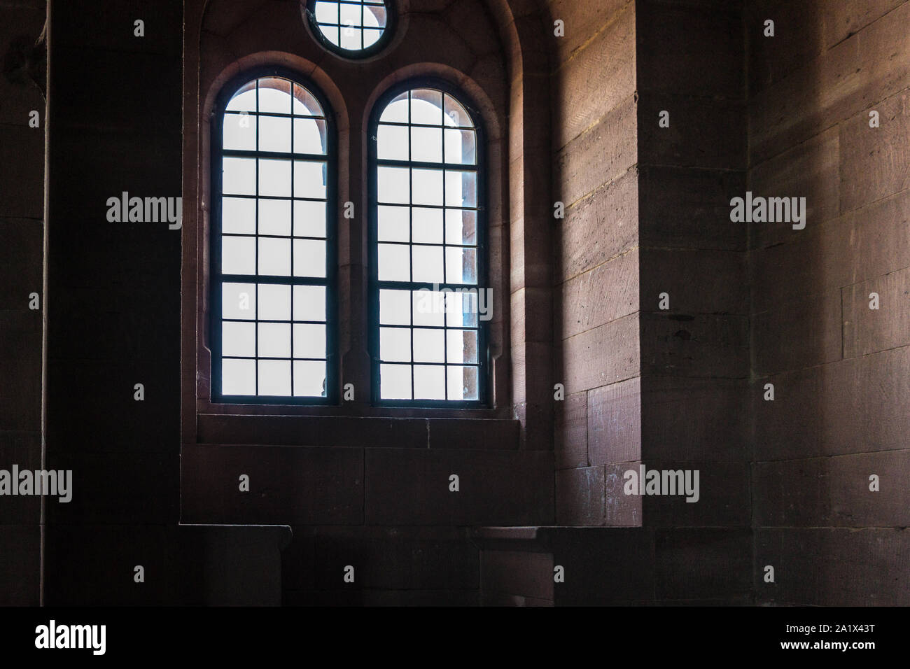 Windows of an old castle made of sandstone Stock Photo - Alamy