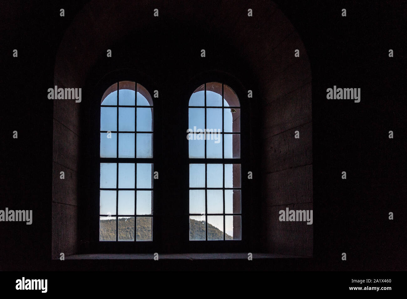 Windows of an old castle made of sandstone Stock Photo - Alamy