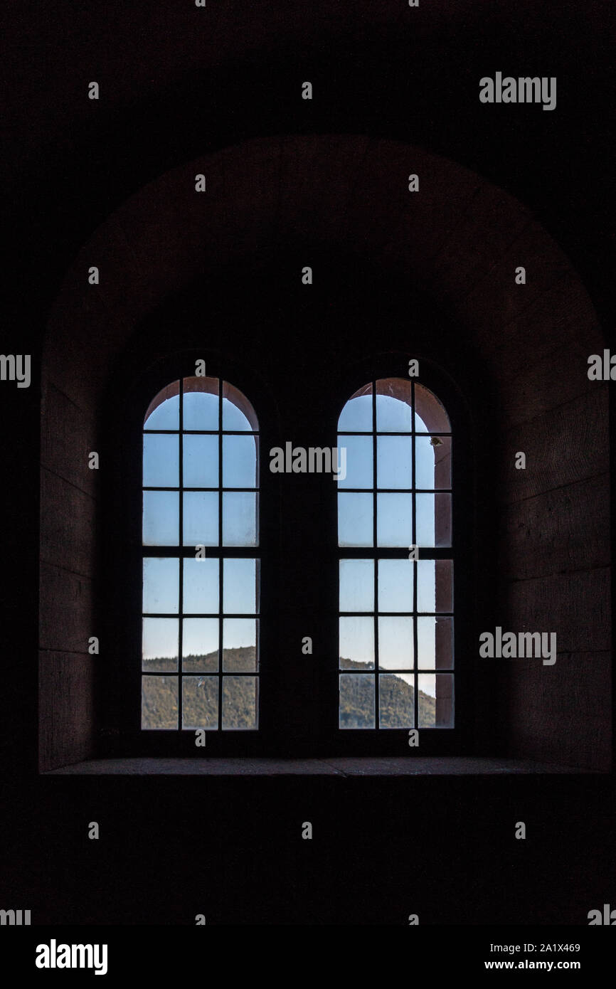 Windows of an old castle made of sandstone Stock Photo - Alamy