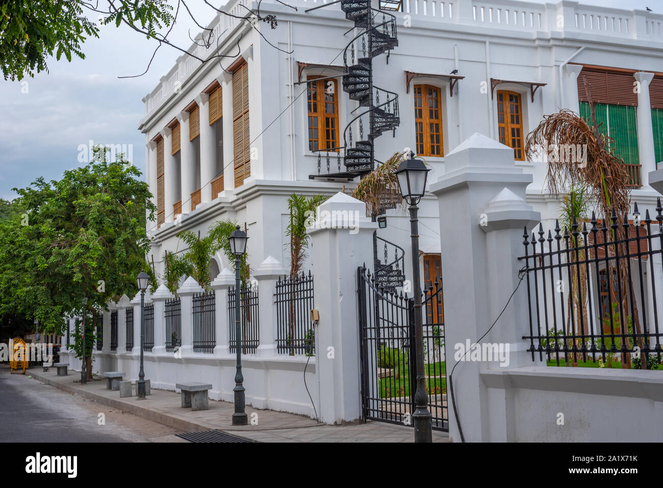White Town, Pondicherry/India- September 3 2019: Beautiful French ...