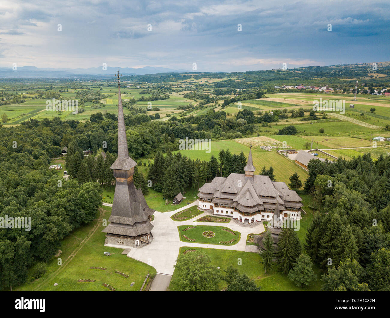 Traditional Maramures neo-gothic wooden church in Sapanta-Peri ...