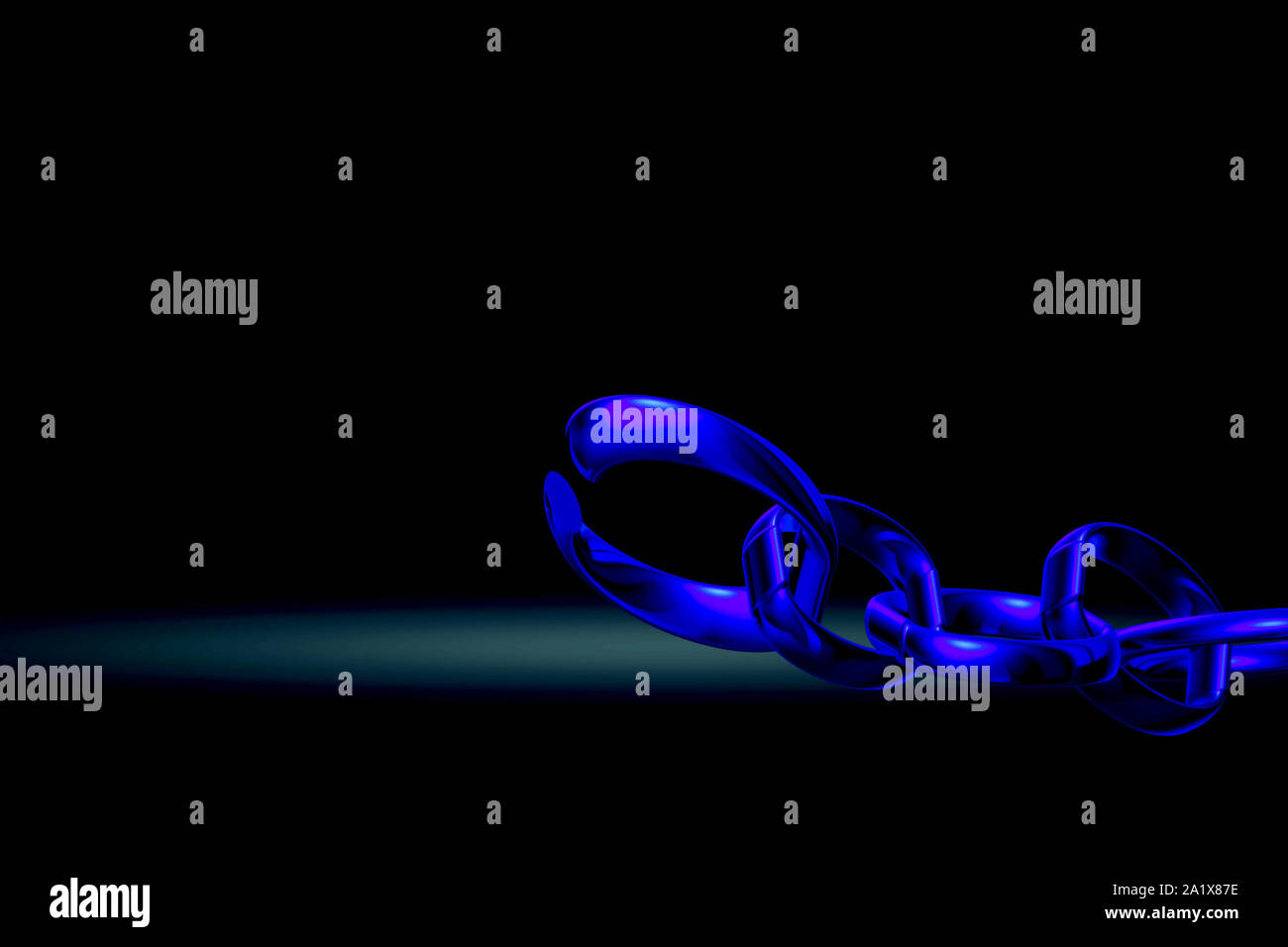 Abstract background with copy space for text. Blue chain isolated on ...