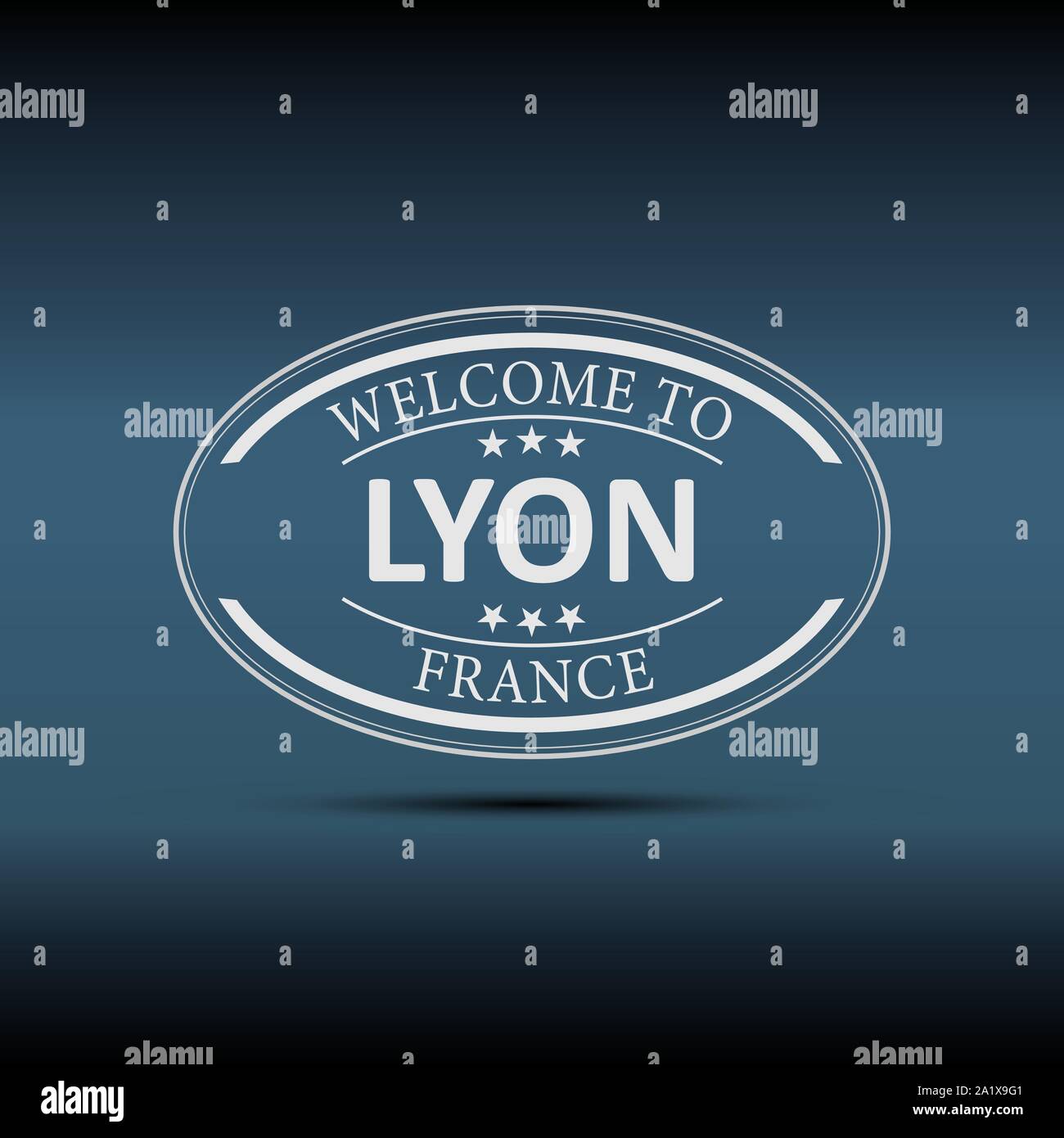 Welcome to Lyon France oval logo icon illustration on a white ...