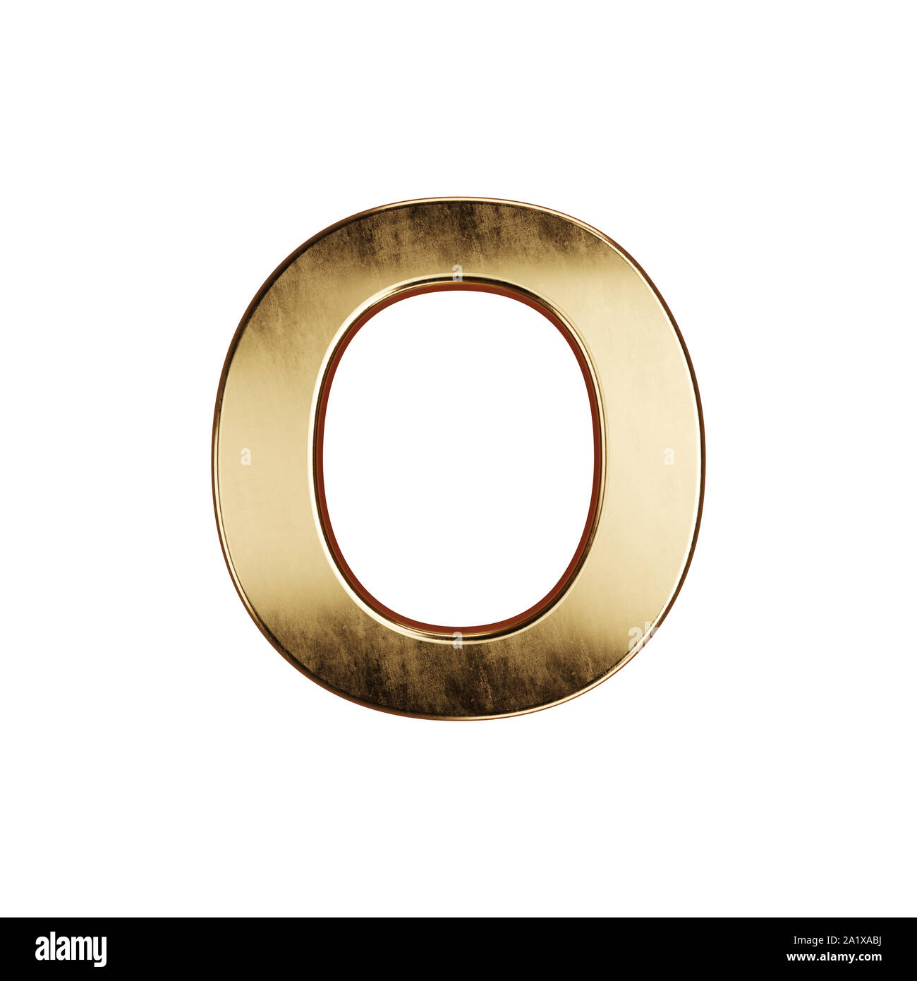 3d render of golden alphabet letter simbol - O. Isolated on white ...
