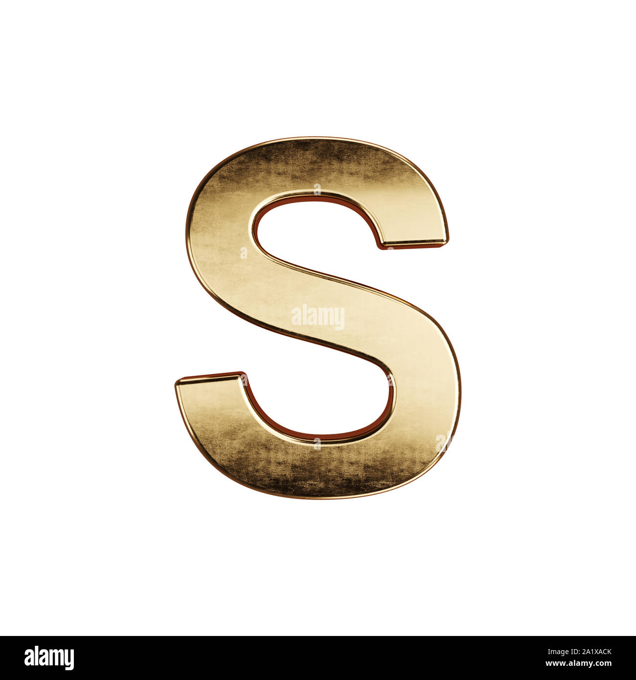 3d render of golden alphabet letter simbol - S. Isolated on white ...