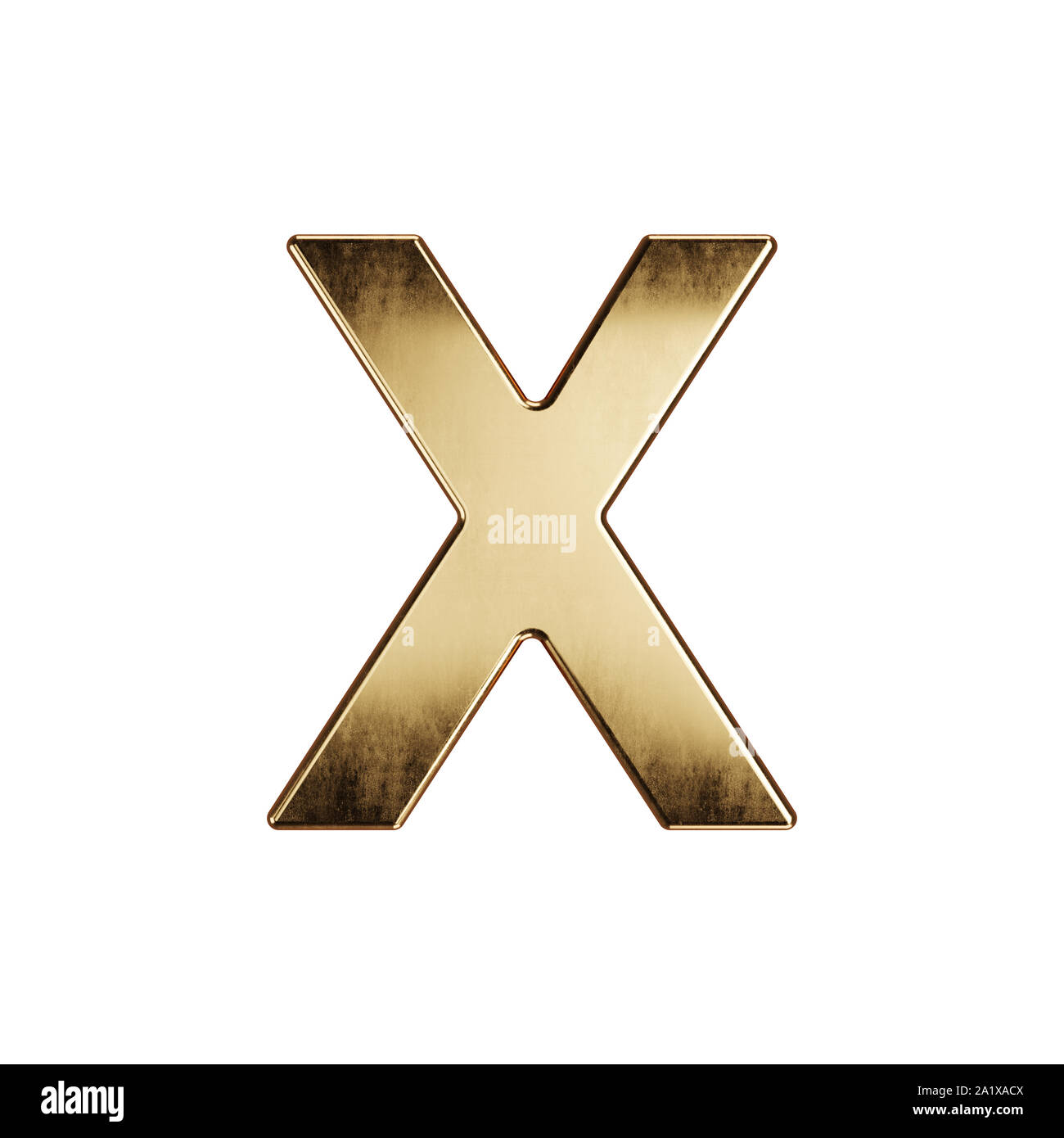 3d render of golden alphabet letter simbol - X. Isolated on white ...