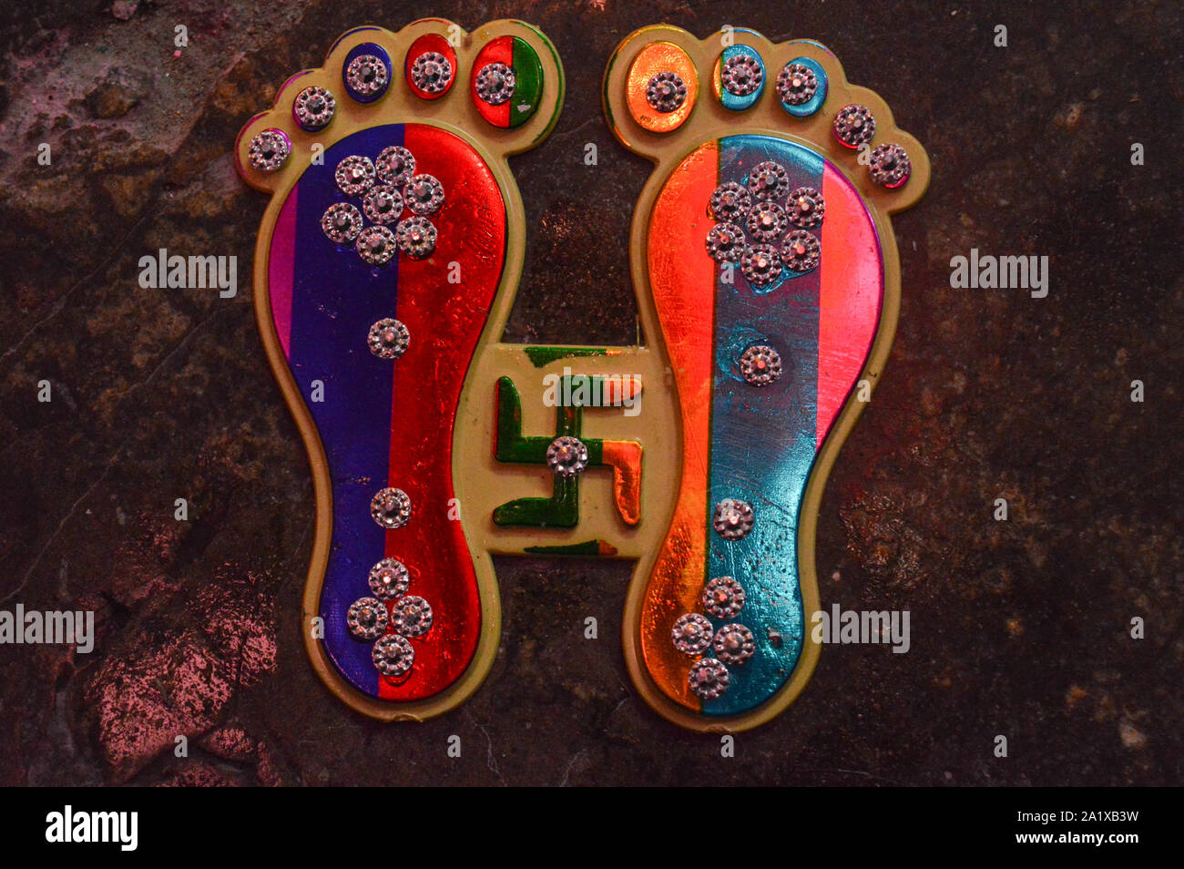 footprint of god on indian festival diwali isolated on table Stock ...