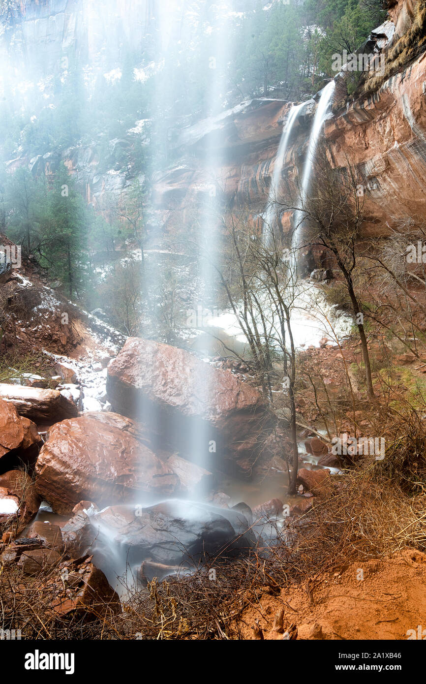 Waterfalls at Lower emerald pools in Zion National Park Stock Photo - Alamy
