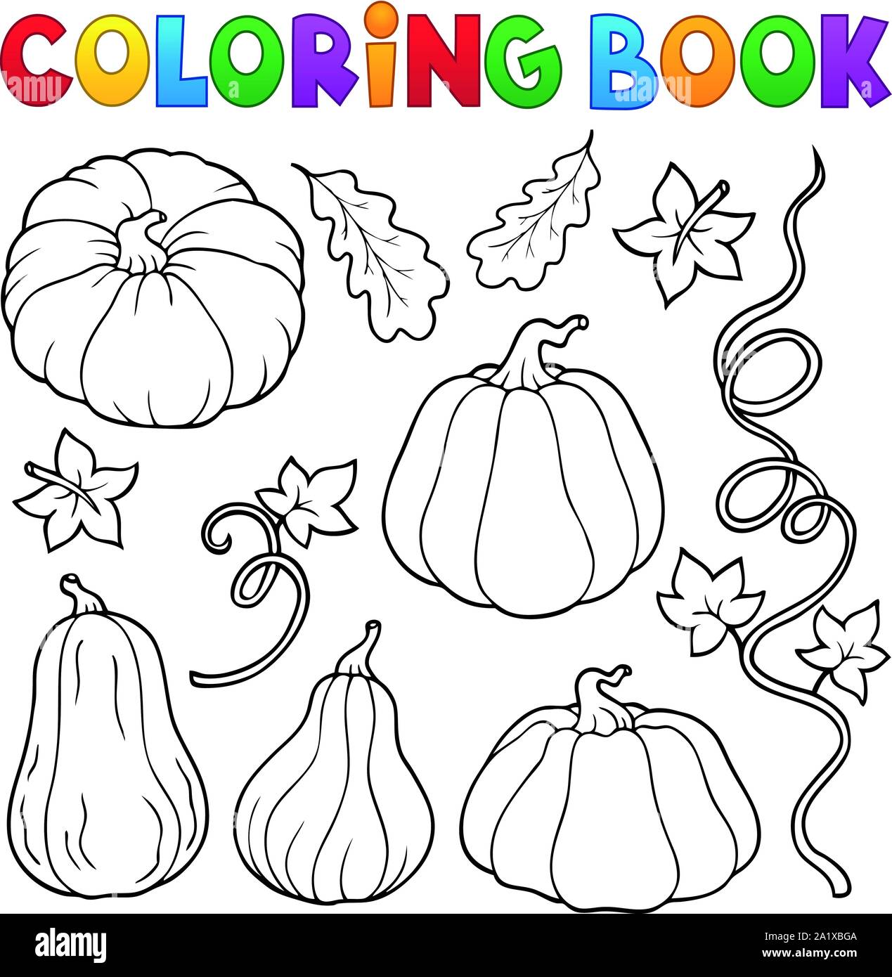 Coloring book pumpkins collection 1 - eps10 vector illustration Stock ...