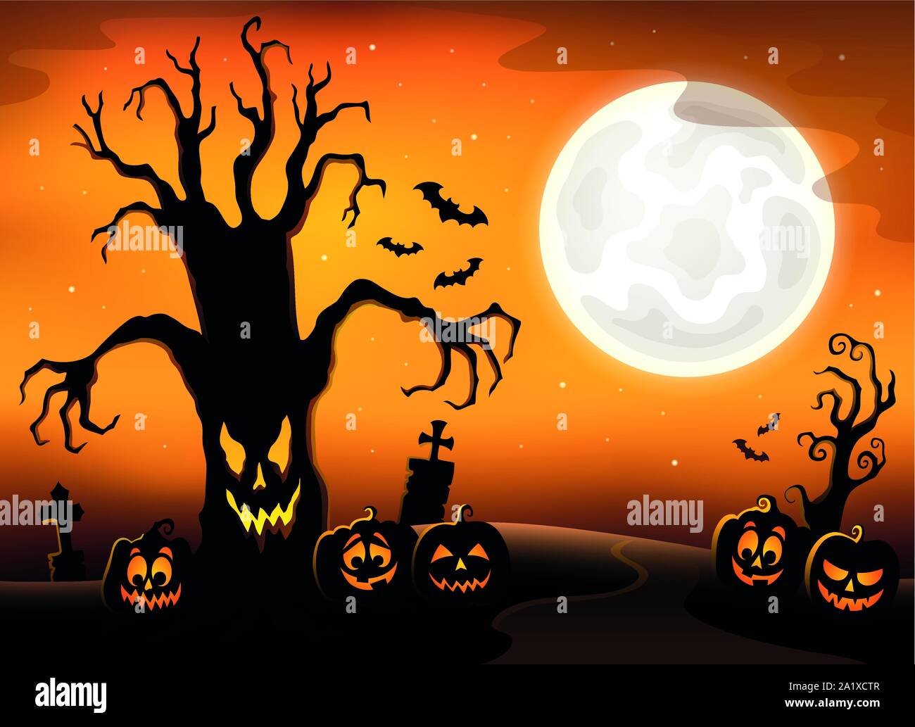 Spooky tree silhouette topic image 3 - eps10 vector illustration Stock ...