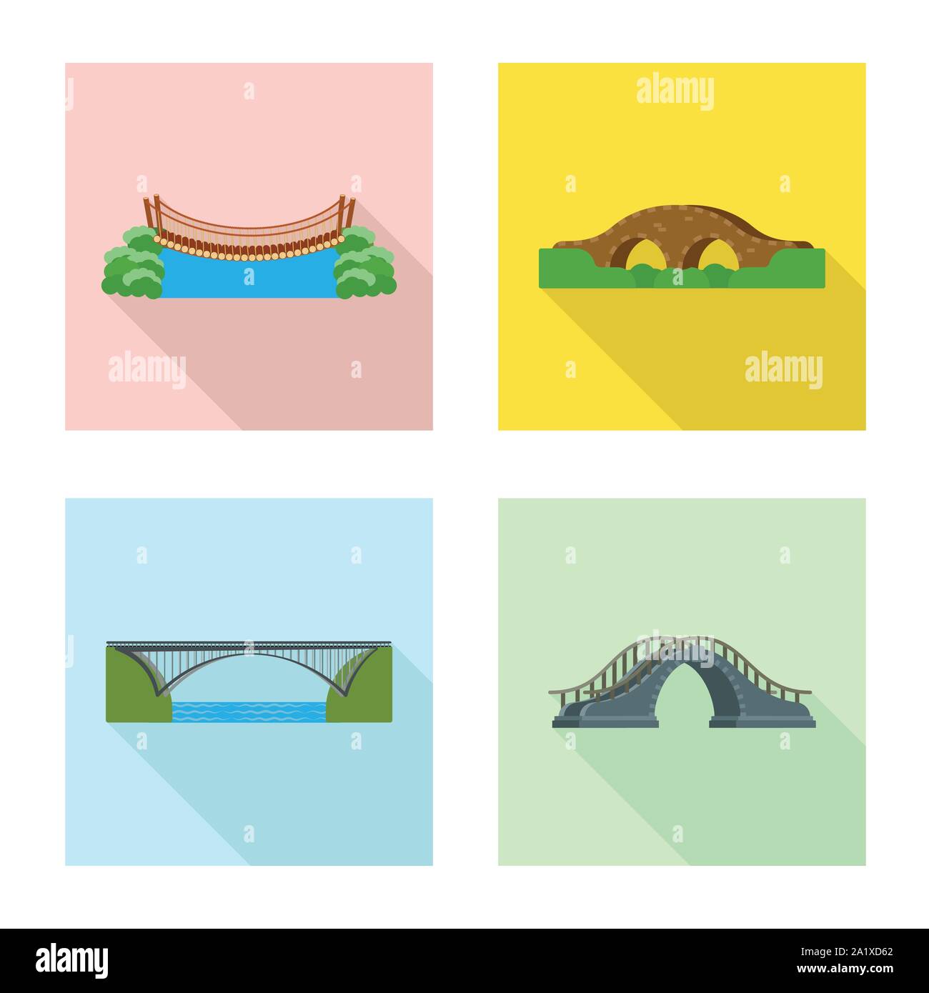 Vector design of bridgework and bridge icon. Collection of bridgework ...