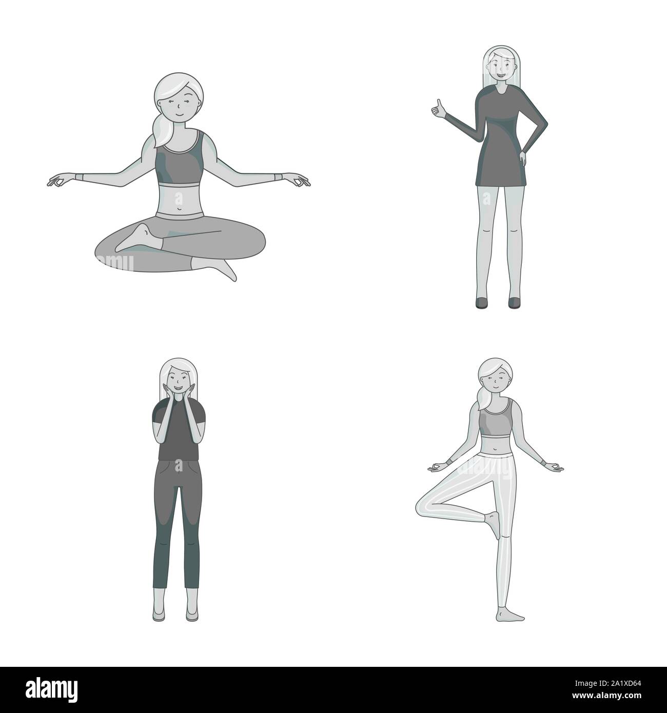 Vector design of emotions and female sign. Set of emotions and body ...