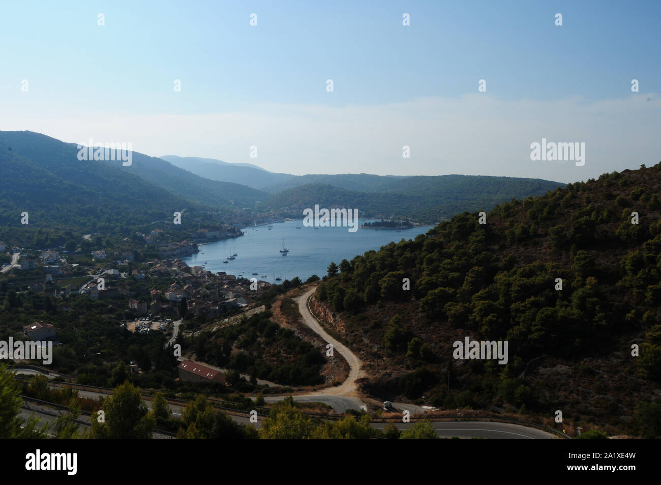 Croatian landscape view, blue sea and hills, Croatia islands Stock ...