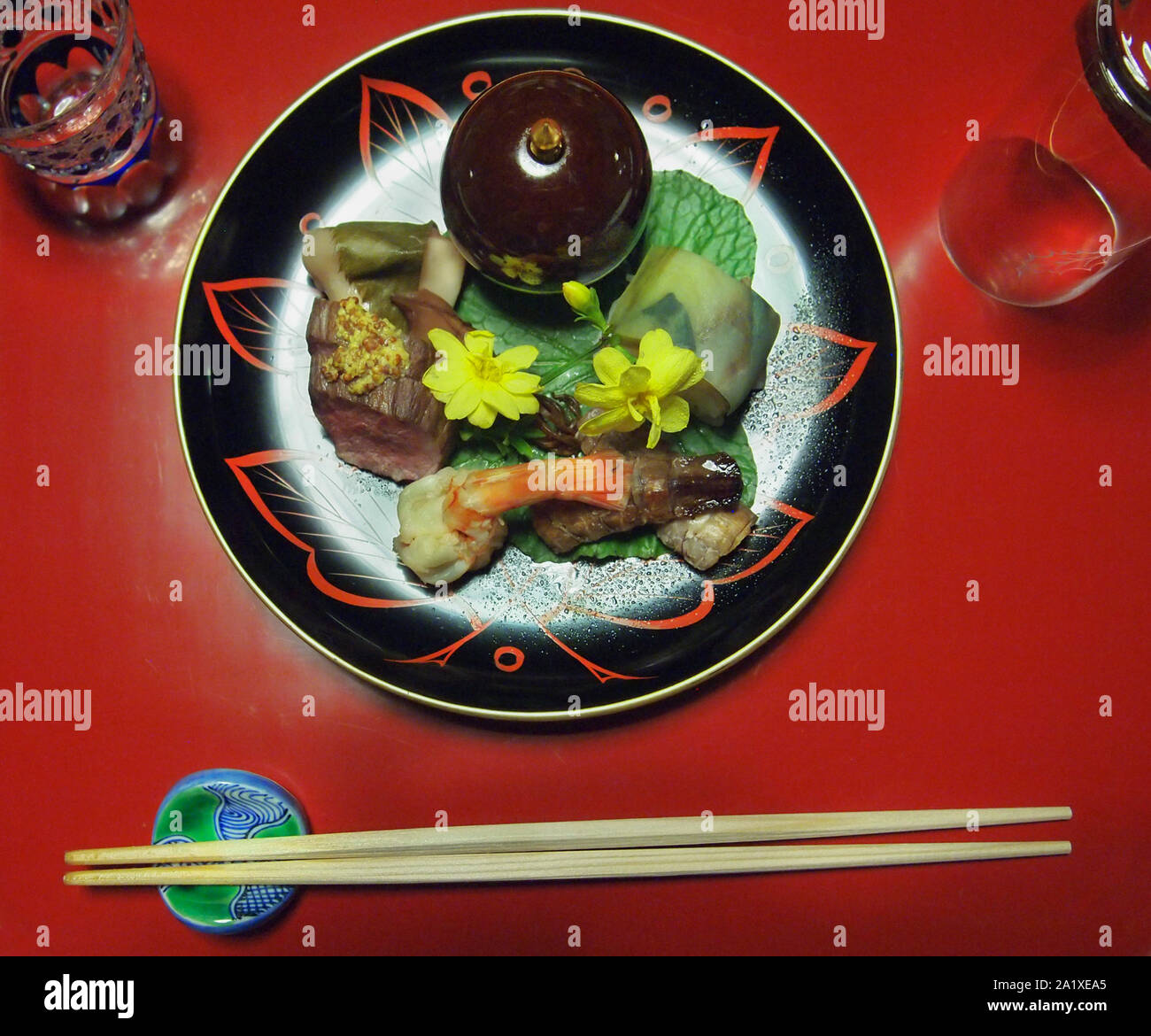 Traditional Japanese food plate (Kaiseki) in Kyoto, Japan Stock Photo ...