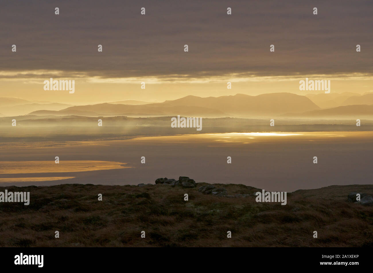 View from Criffel out across the Solway towards the Lake District ...
