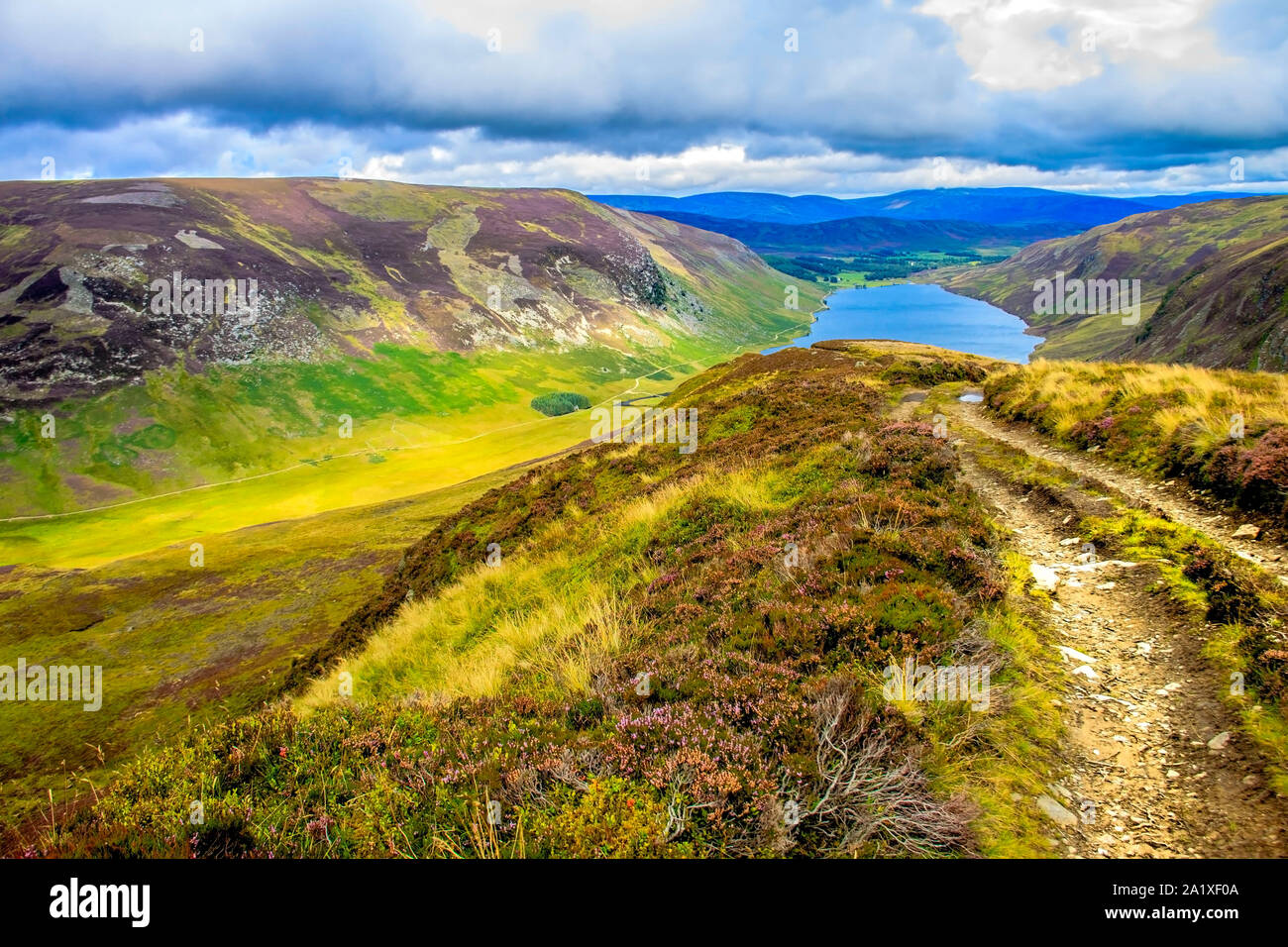 Loch Lee. Angus, Scotland, UK. South of the Grampian Mountains Stock ...