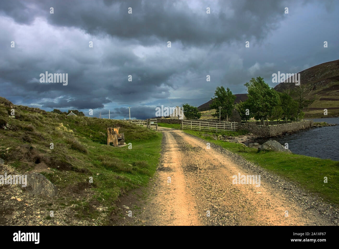 Path around Loch Lee. Glen Esk, Angus, Aberdeenshire, Scotland, UK ...
