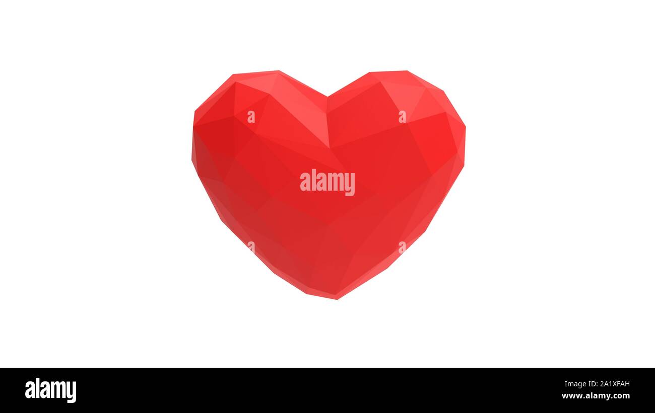 3d rendering of a low poly heart isolated in white studio background ...