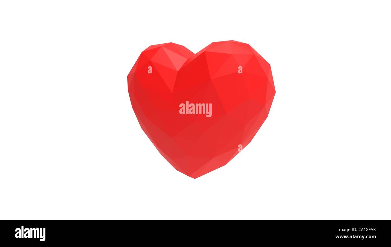 3d rendering of a low poly heart isolated in white studio background ...