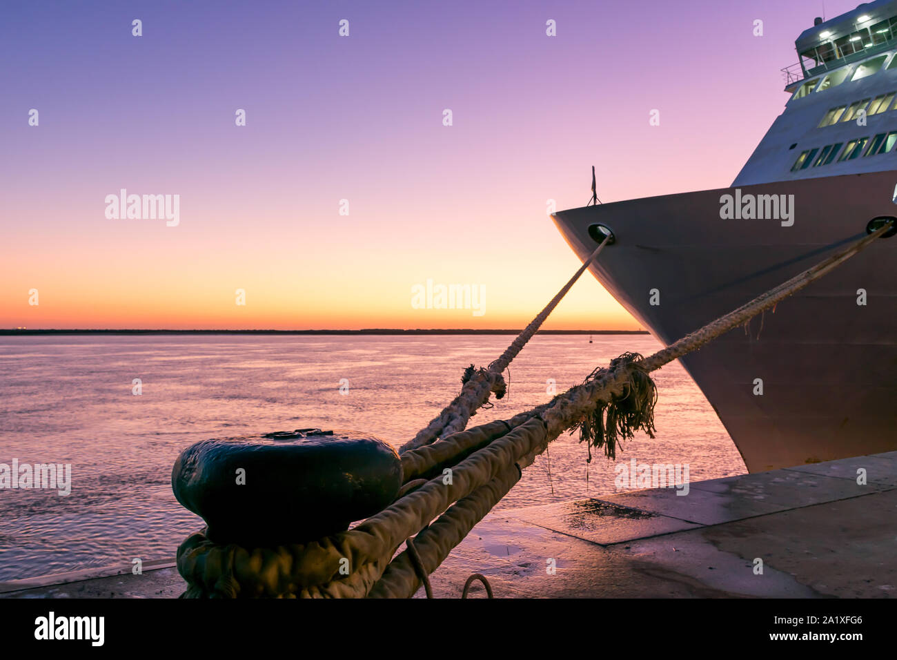 Ferry in port Stock Photo - Alamy