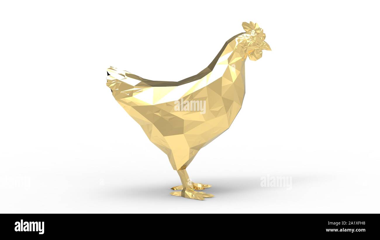 3d rendering of a gold chicken isolated in white background Stock Photo ...