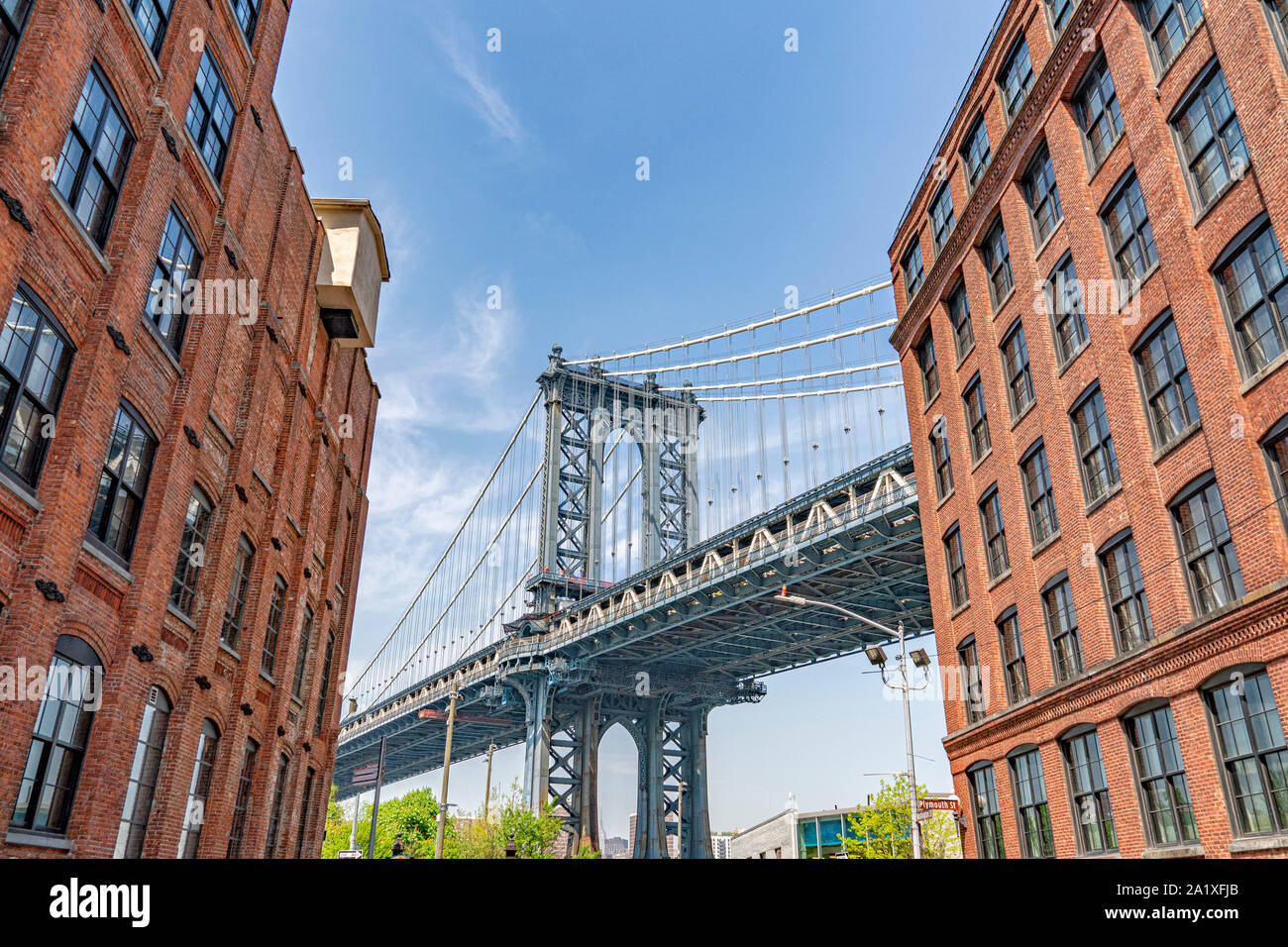 manhattan bridge view from dumbo panorama Stock Photo - Alamy