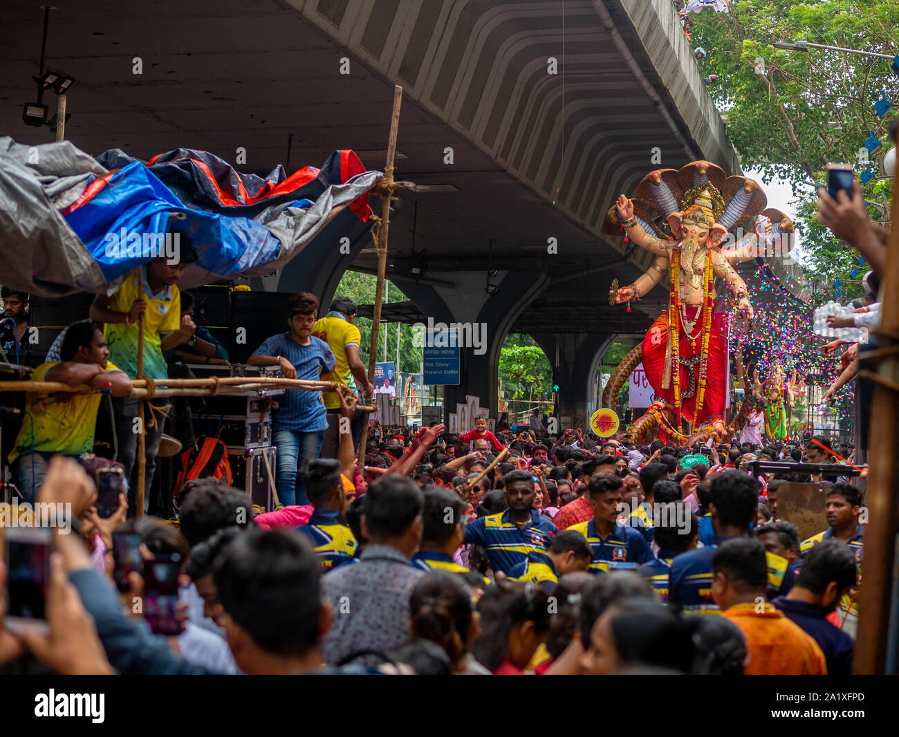 Mumbai, India - September 12,2019 : Thousands of devotees bid adieu to ...