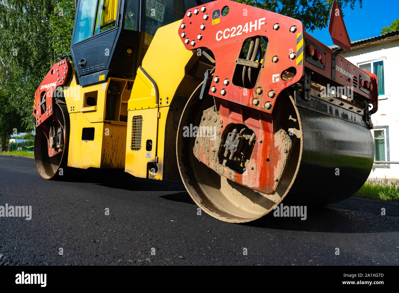 Chelyabinsk Region, Russia - August 2019. Asphalt Roller Operation ...