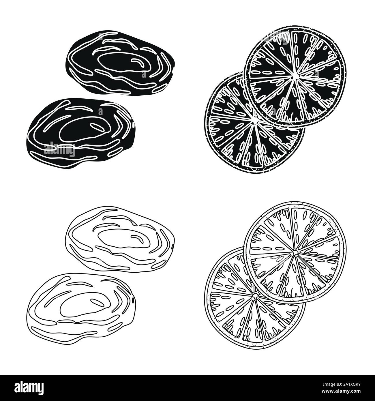 Vector illustration of food and raw sign. Collection of food and nature ...