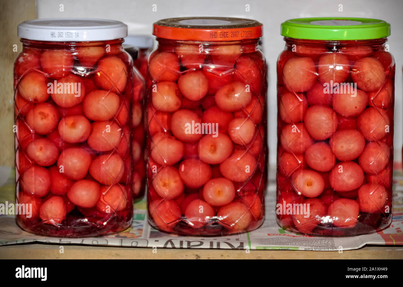 cherry jars in the cellar Stock Photo - Alamy