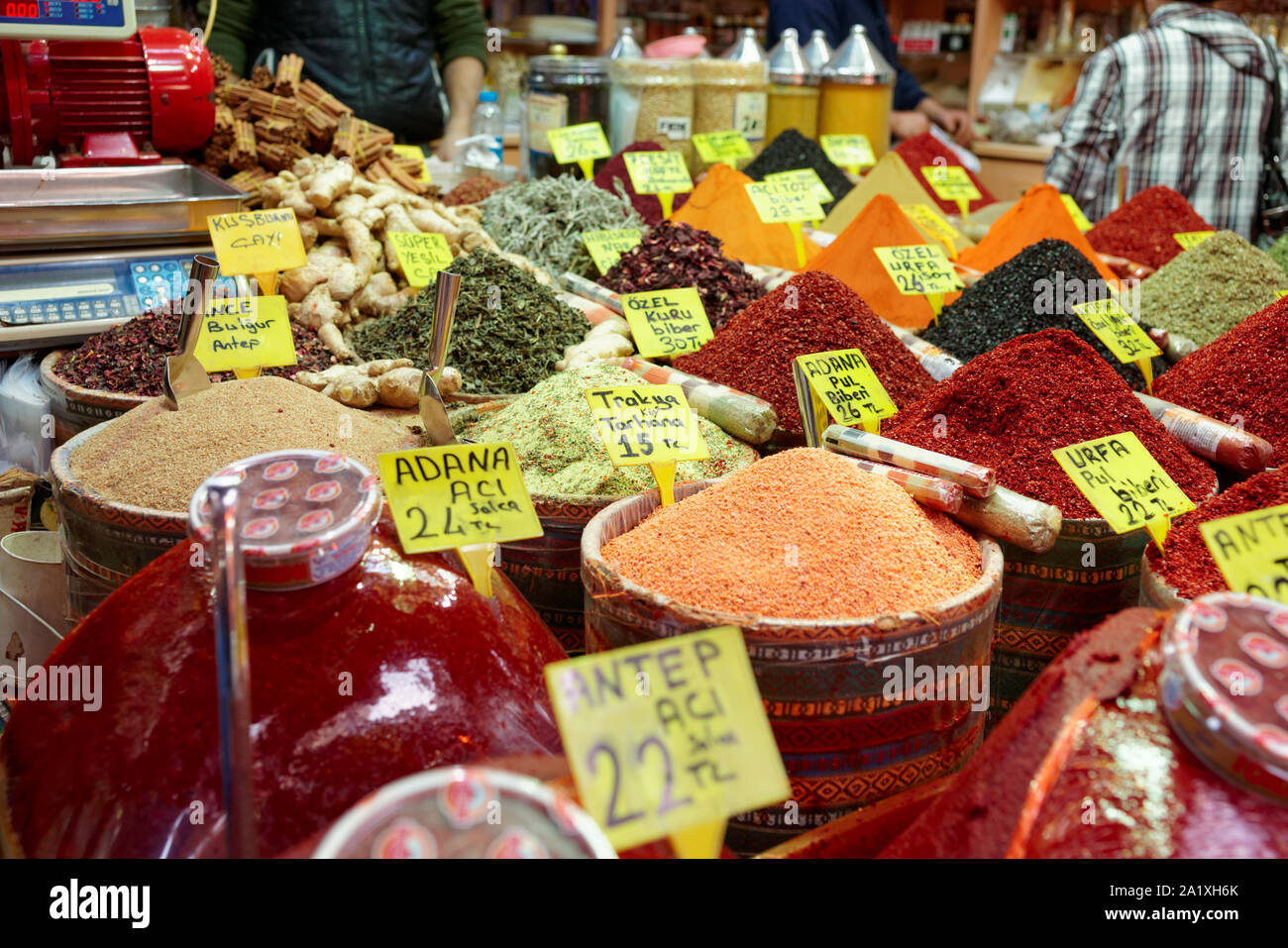 Spices on Turkish market stall Stock Photo - Alamy