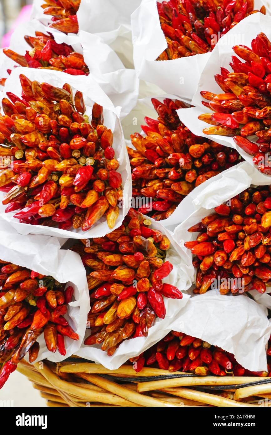 Bunches of chilli peppers hi-res stock photography and images - Alamy