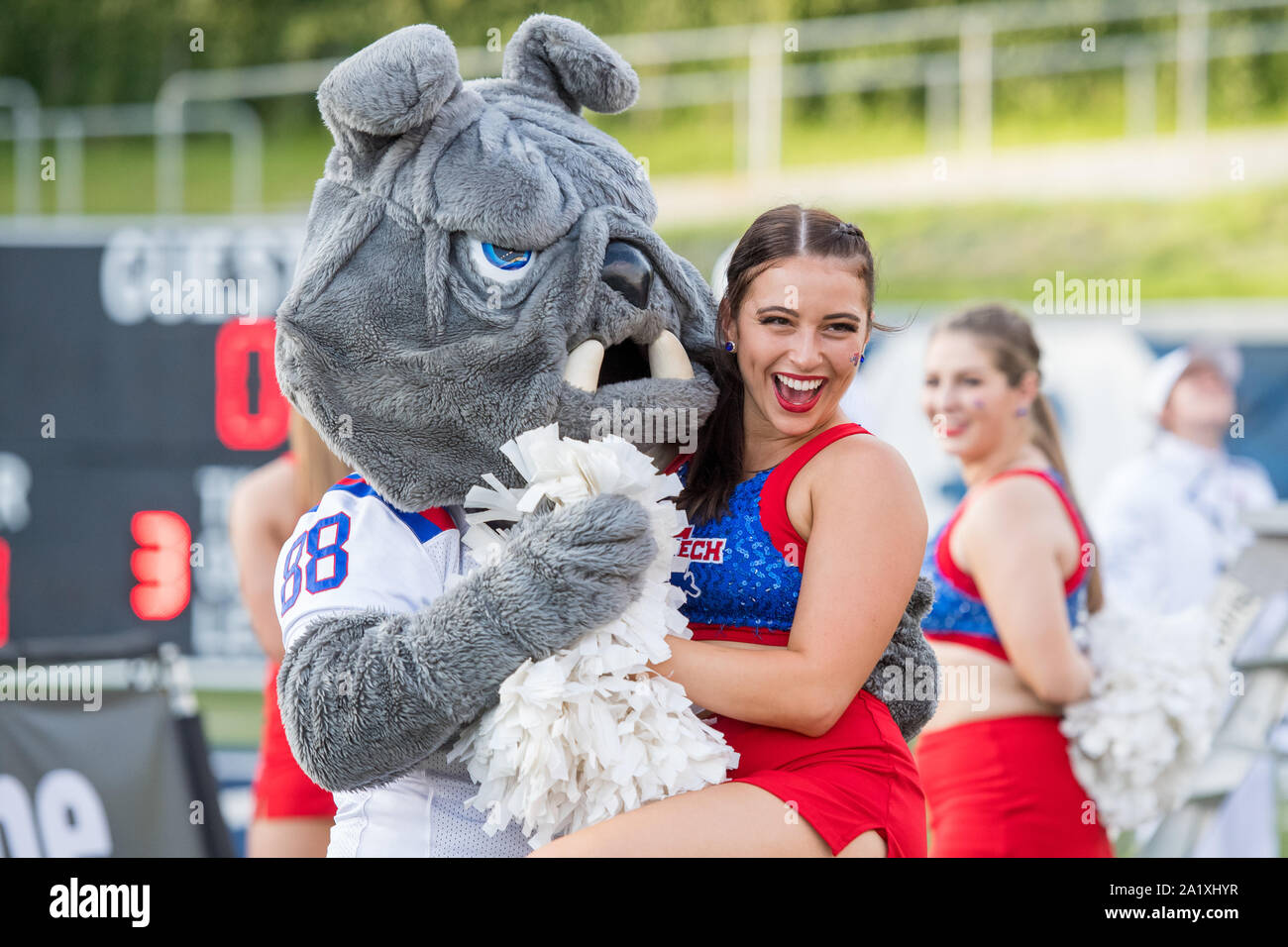 Overtime. 28th Sep, 2019. Louisiana Tech Bulldogs mascot Champ dances ...