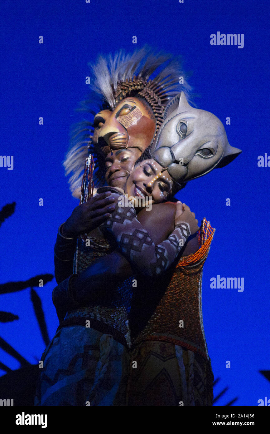 Actors perform during the musical The Lion King (El Rey Leon) in Madrid ...