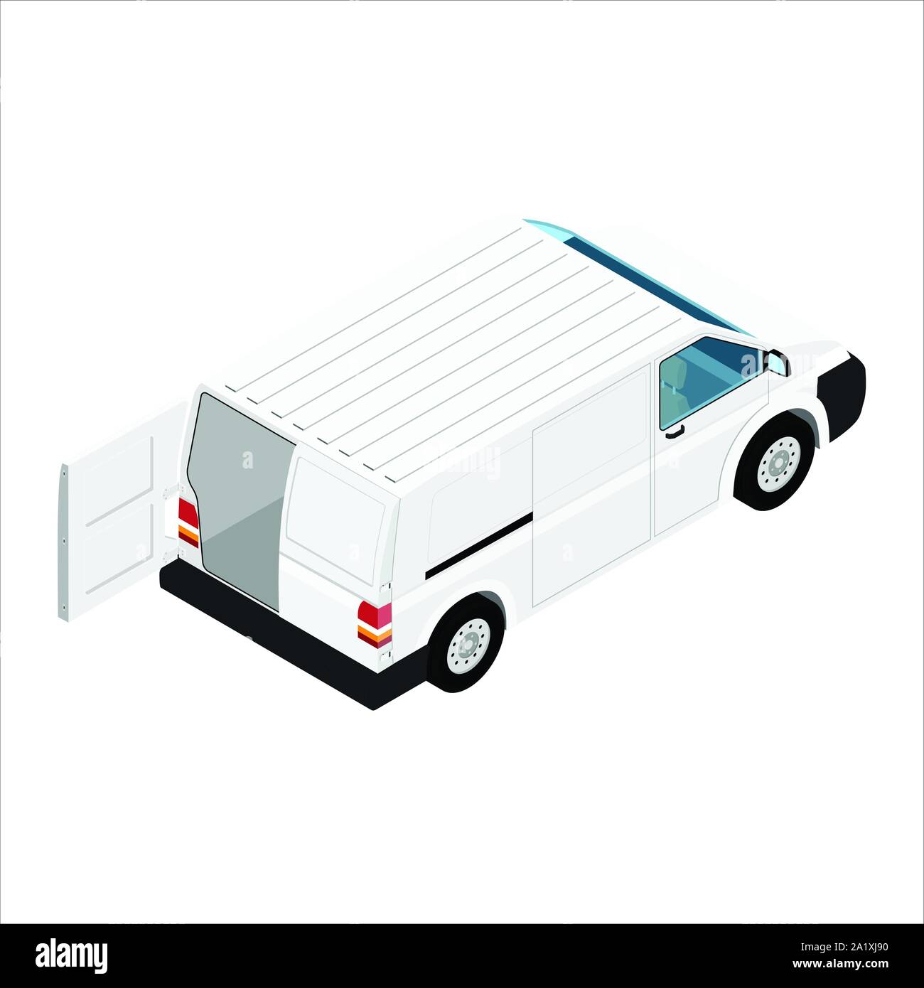 Hi-detailed Cargo Delivery Van with opened doors vector isometric view ...