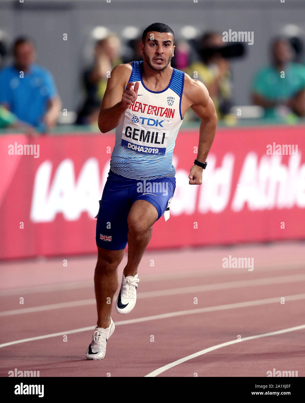 Great Britain’s Adam Gemili on the way to qualifying in first place ...
