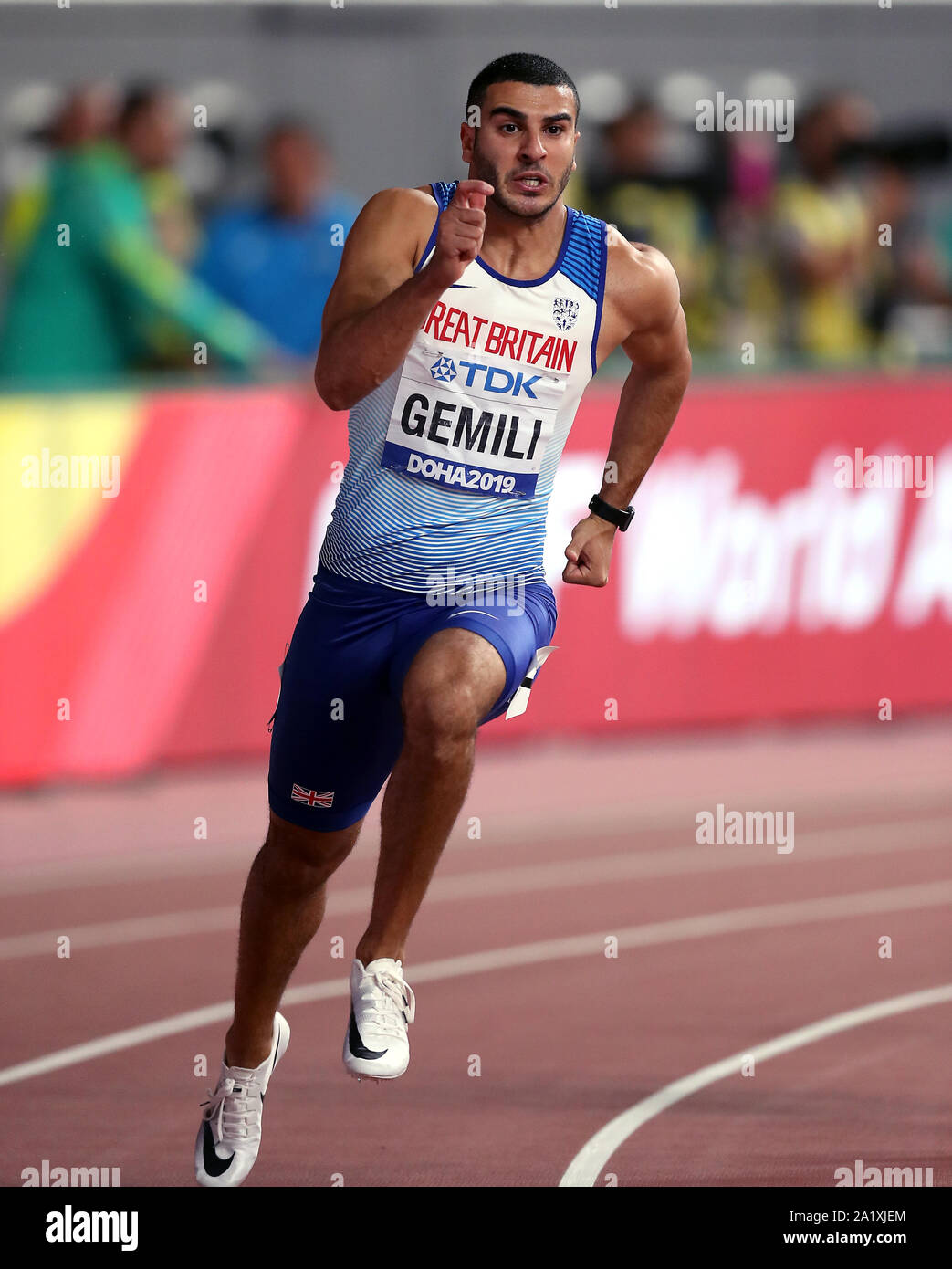 Great Britain’s Adam Gemili on the way to qualifying in first place ...