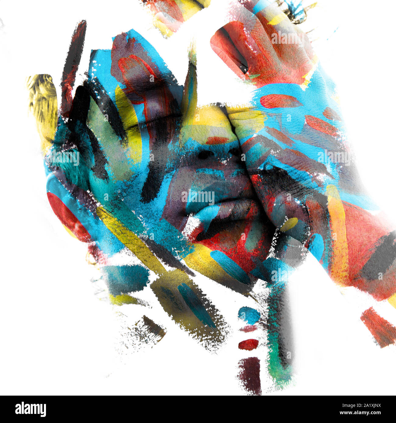 Paintography. Double exposure portrait photography blended with hand ...