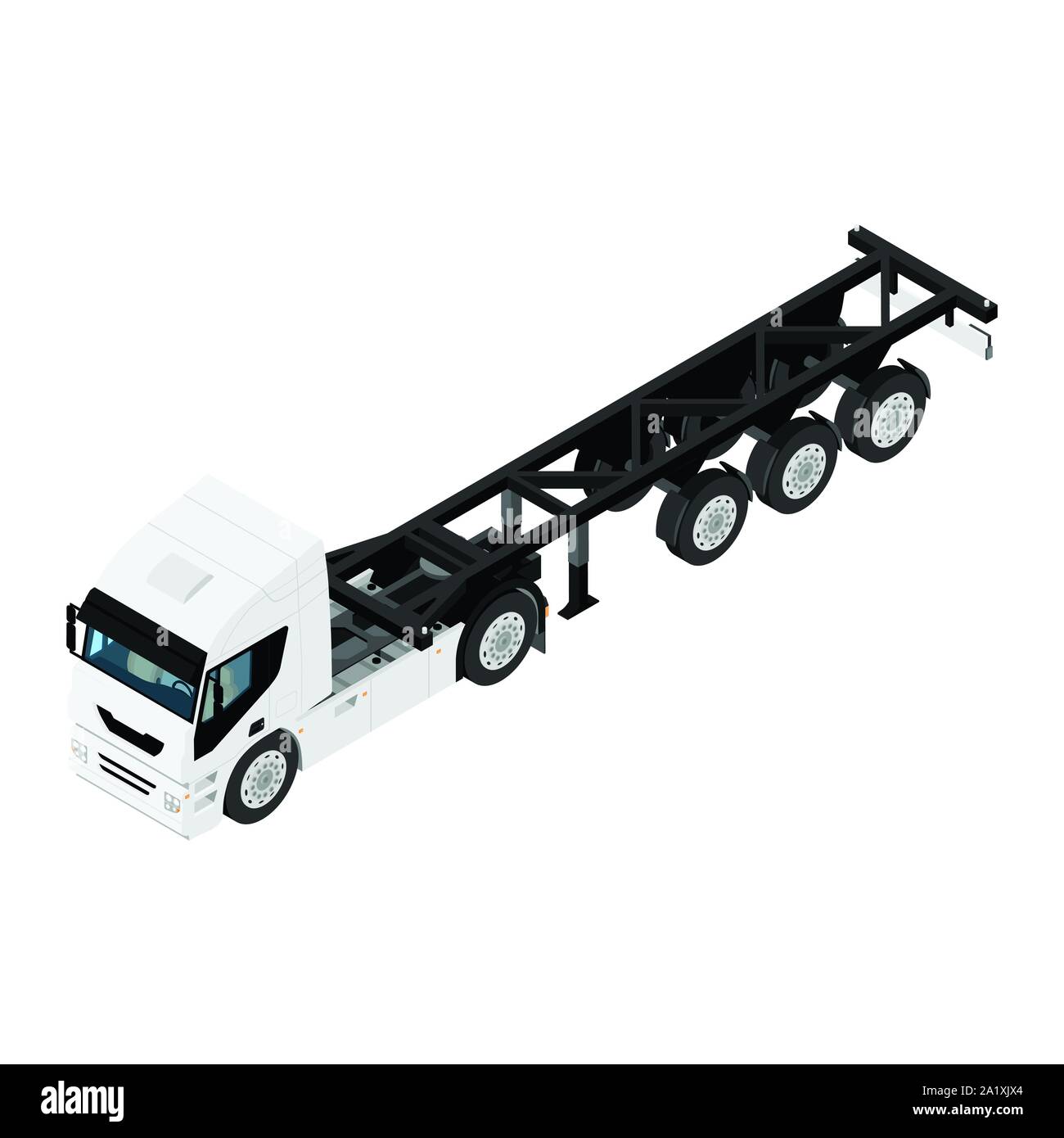 Heavy transport semi truck without container isometric view isolated on ...