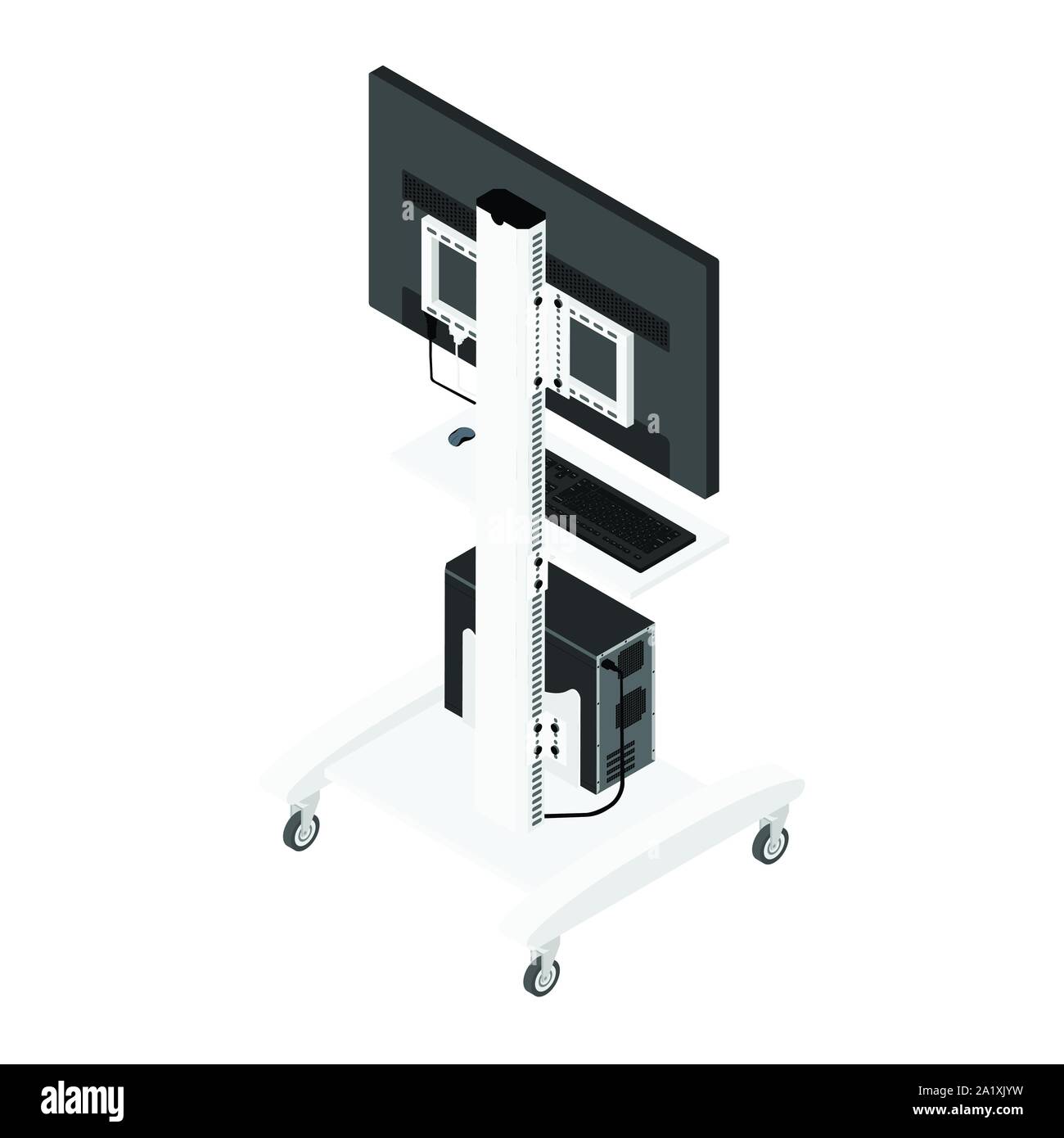 Hospital Vital signs monitor and computer for patient isometric view ...