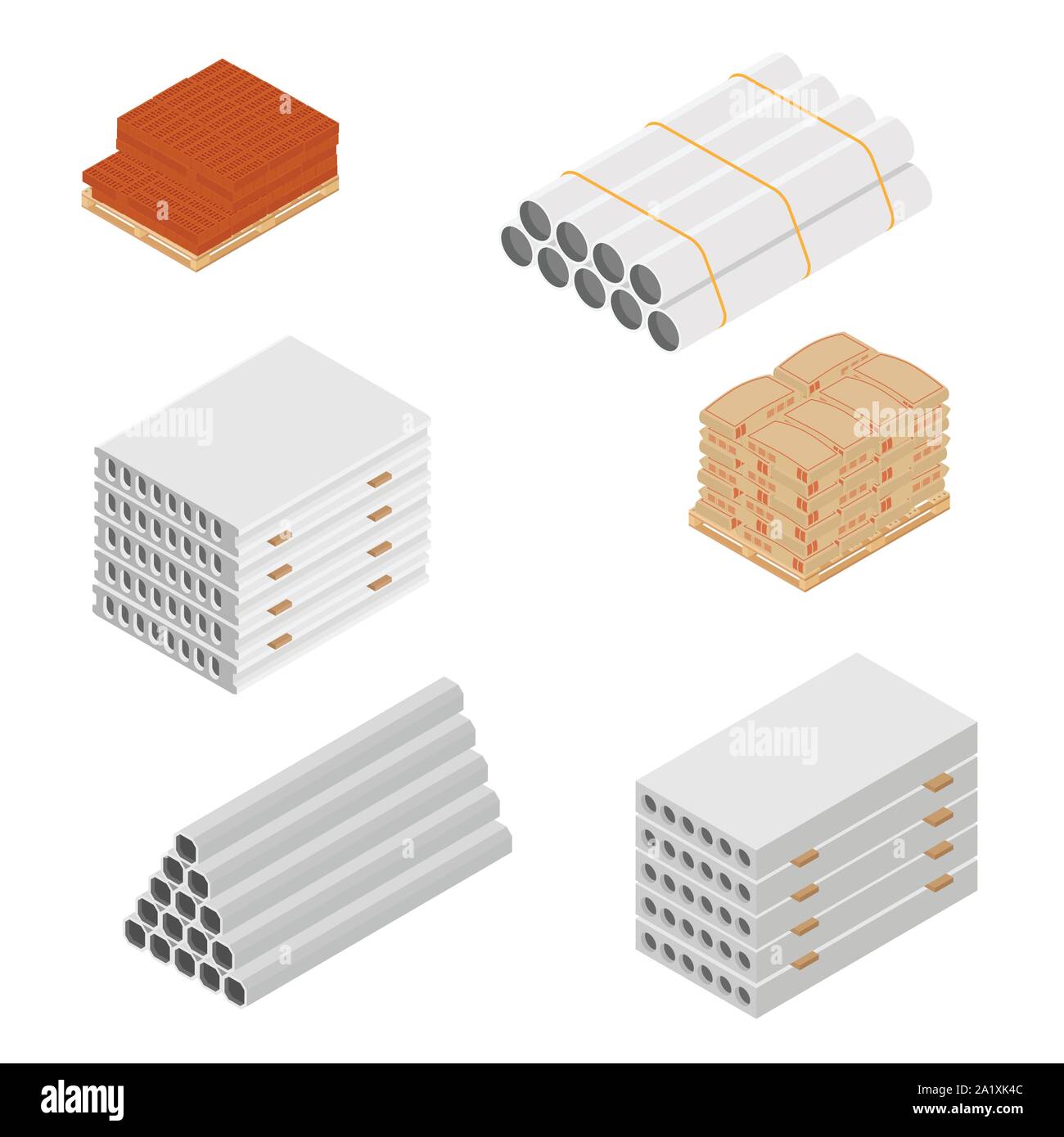 Building and construction materials vector icon set isometric view ...