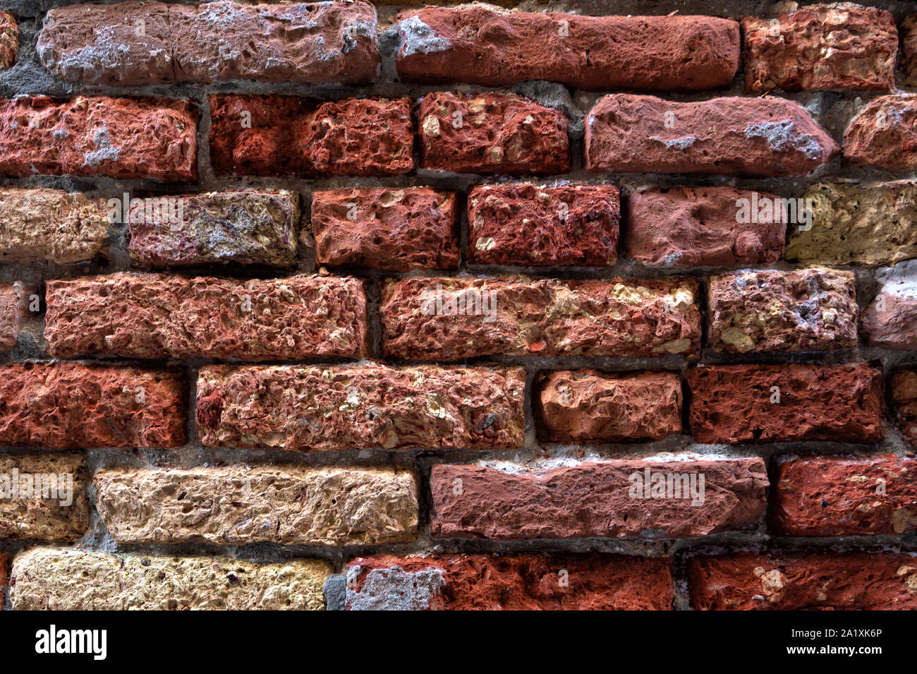 Old brick wall of red and yellow bricks Stock Photo - Alamy