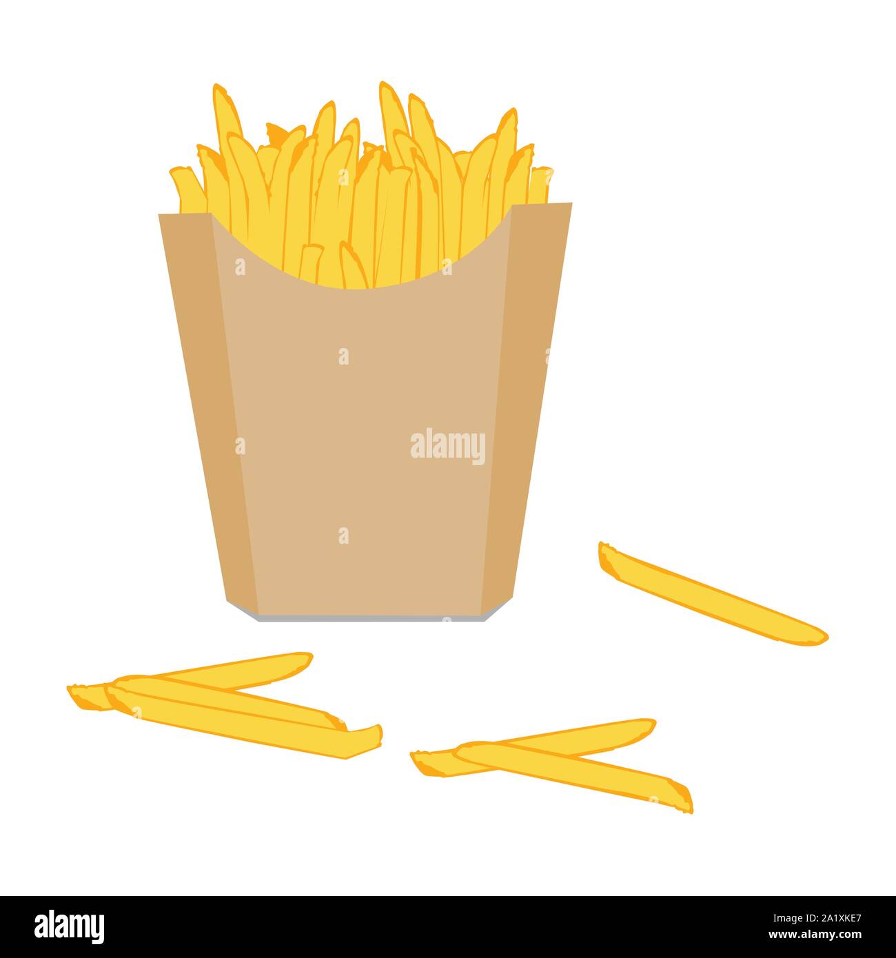 French fries in a paper cup on a white background Stock Vector Image ...