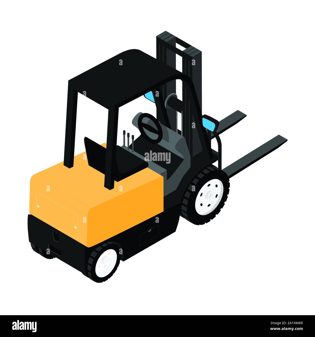 Forklifts, reliable heavy loader, truck. Heavy duty equipment isolated ...