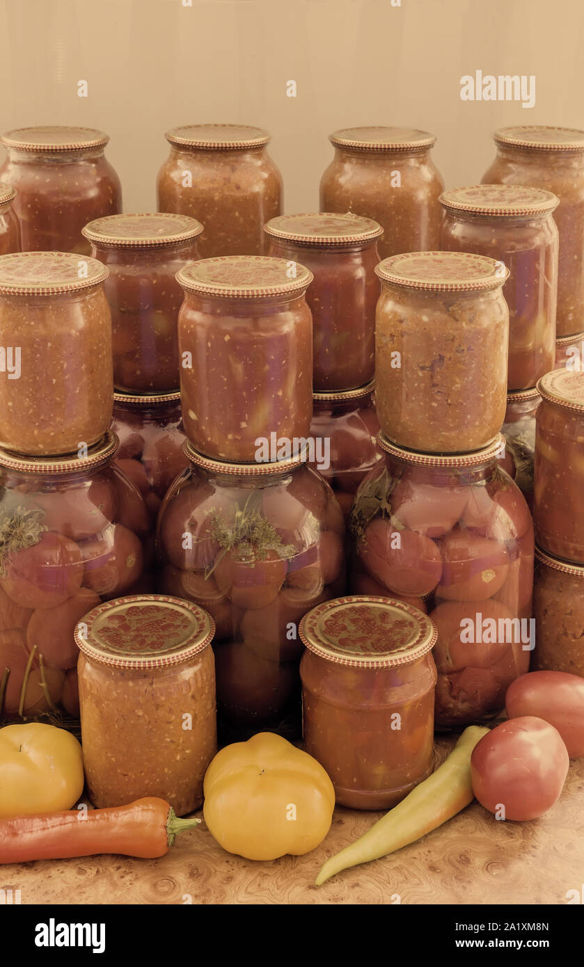 Home canning: canned vegetables in glass jars Stock Photo - Alamy