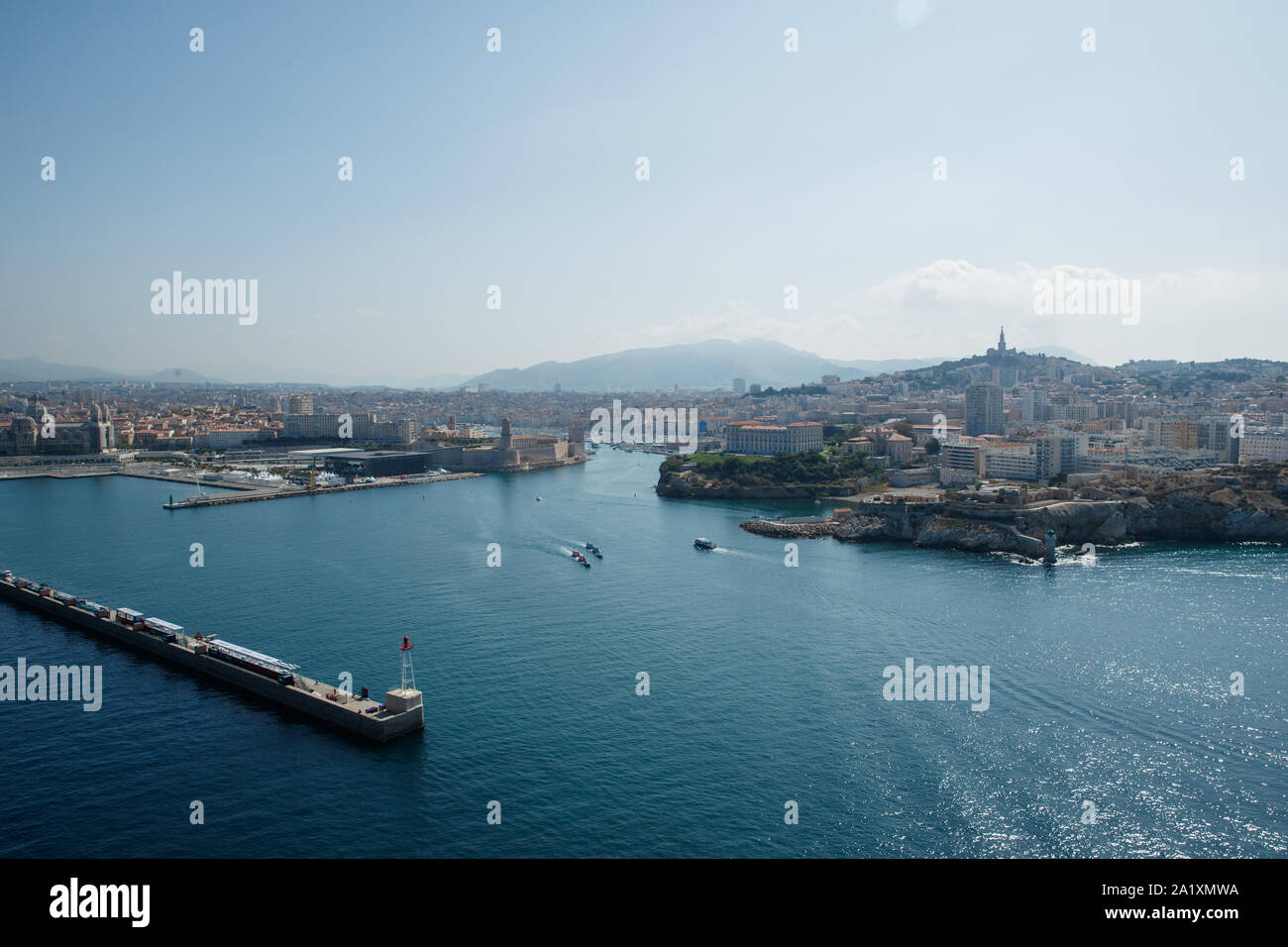 General view of Marseille harbour and sea wall Stock Photo - Alamy
