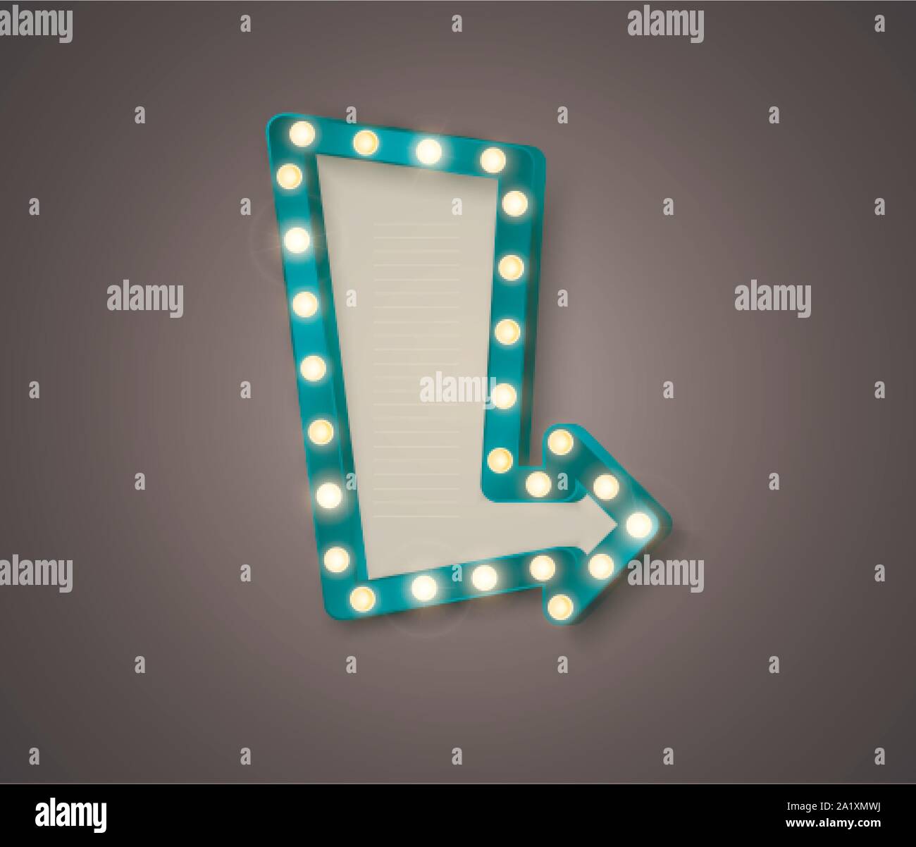 Arrow banner. Retro signboard with shiny lights. Advertising banner on ...